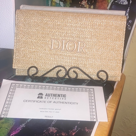 Dior | Bags | Dior Raffia Authentic Clutch Straw Pouch Bag W Gift Bag ...